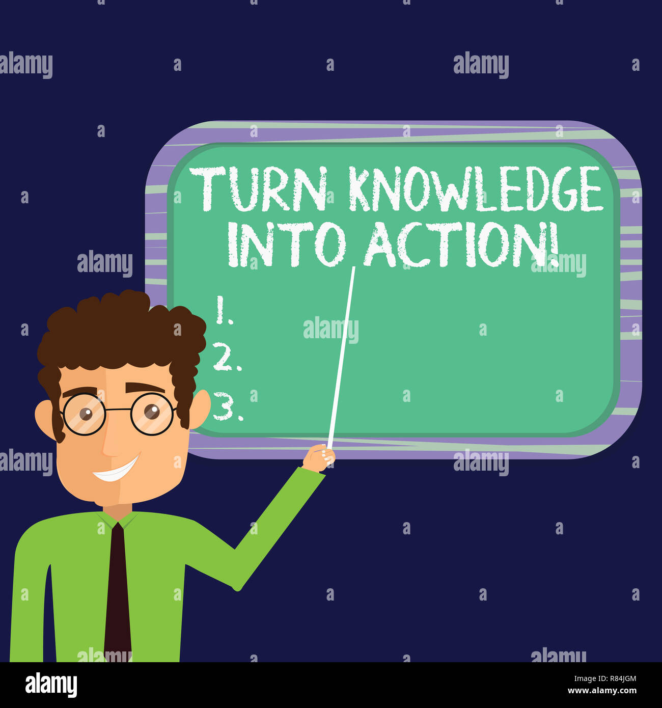 Handwriting text Turn Knowledge Into Action. Concept meaning Apply what ...