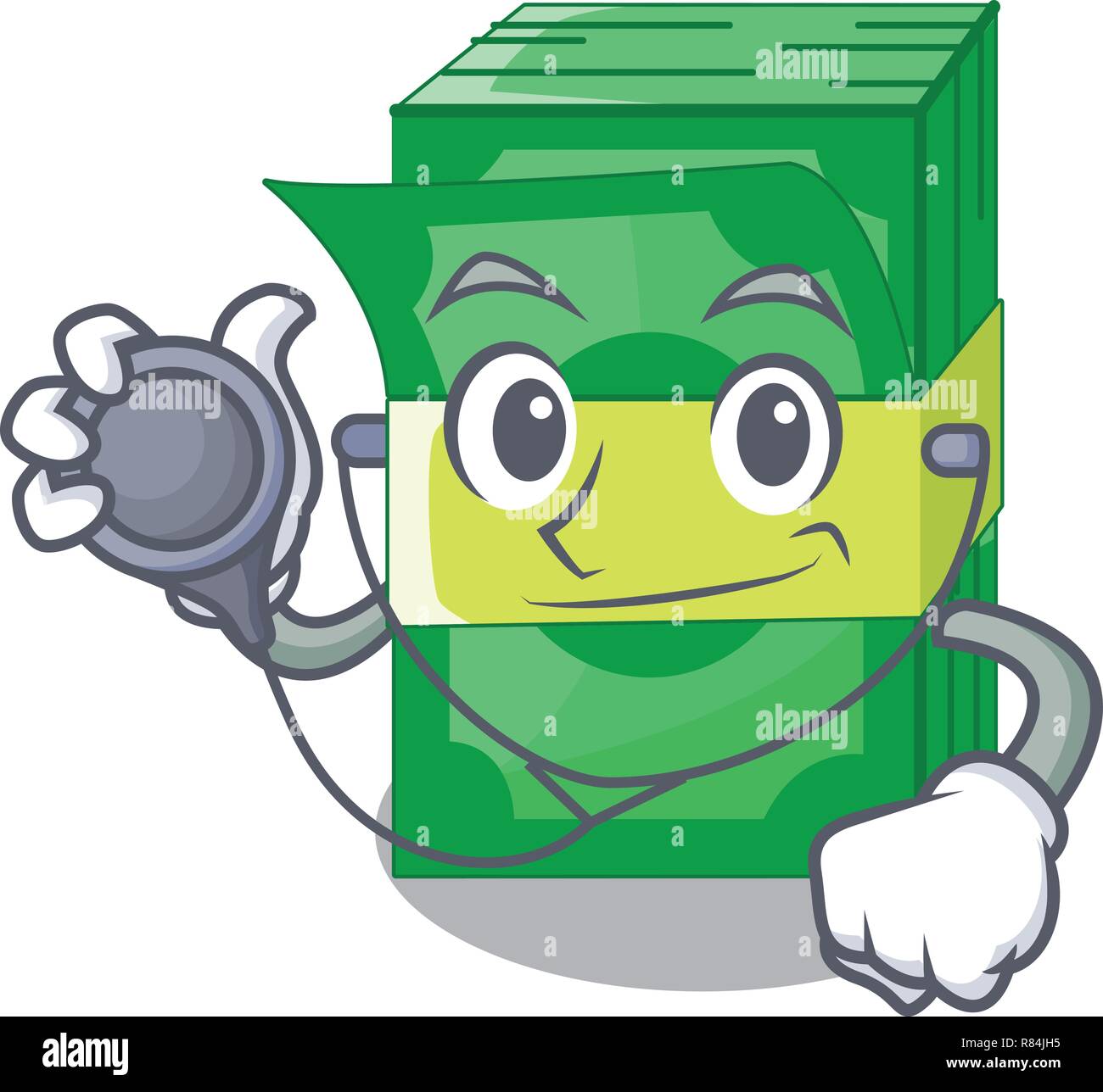 Doctor stack money shape cartoon on table Stock Vector Image & Art - Alamy