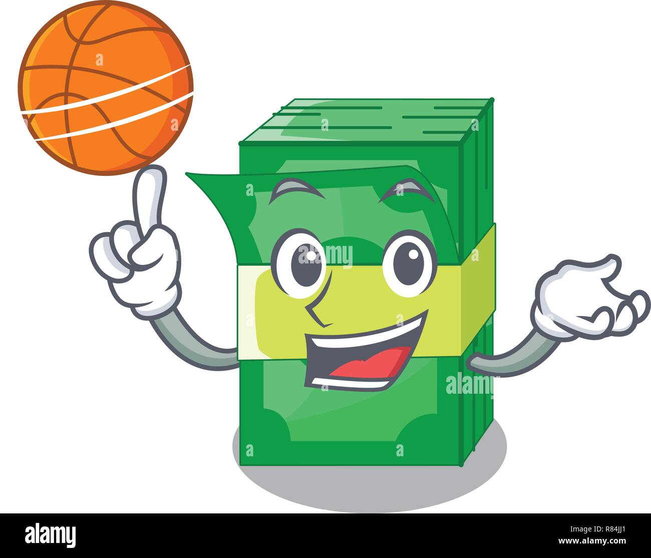 With basketball stack money shape cartoon on table Stock Vector Image ...