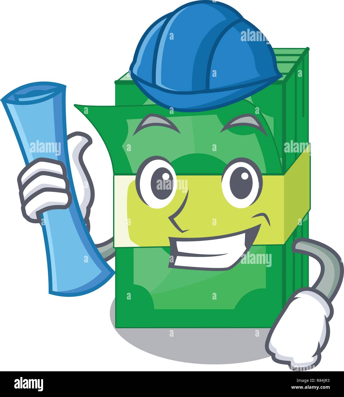 Architect stack of dollars isolated on mascot Stock Vector Image & Art ...