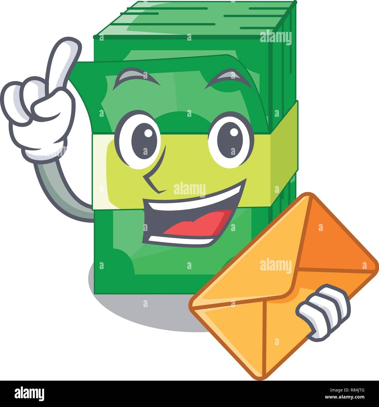 With envelope stack of dollars isolated on mascot Stock Vector Image ...