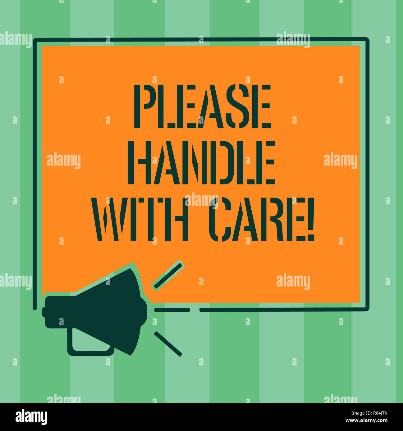 Handwriting text Please Handle With Care. Concept meaning Fragile be ...