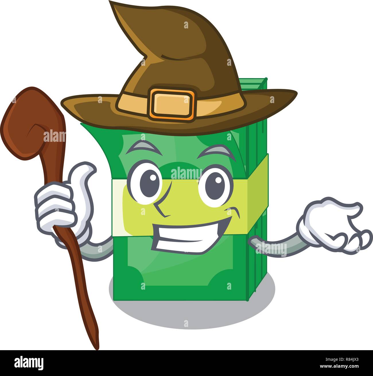 Witch stacks money dollar on bank character Stock Vector Image & Art ...