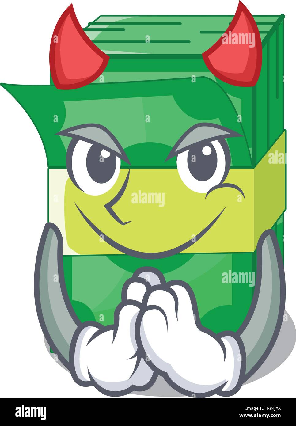 Devil stacks money dollar on bank character Stock Vector Image & Art ...