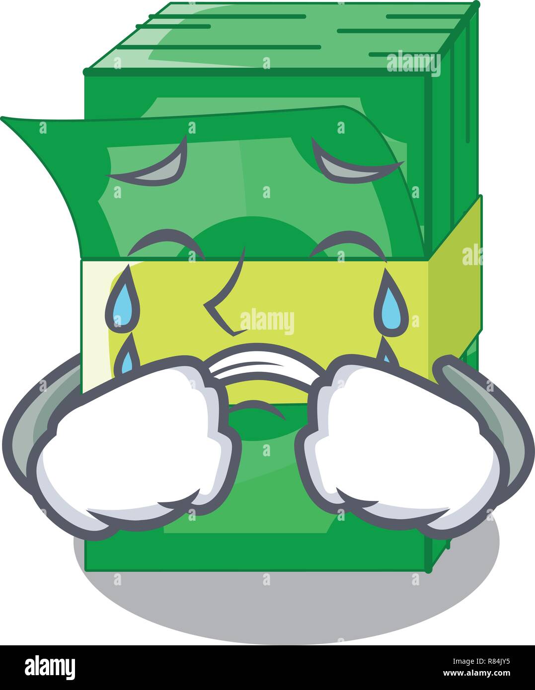 Crying stacks money dollar on bank character Stock Vector Image & Art ...