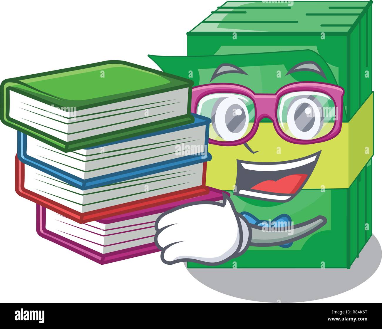 Student with book set money in packing bundles cartoon Stock Vector ...