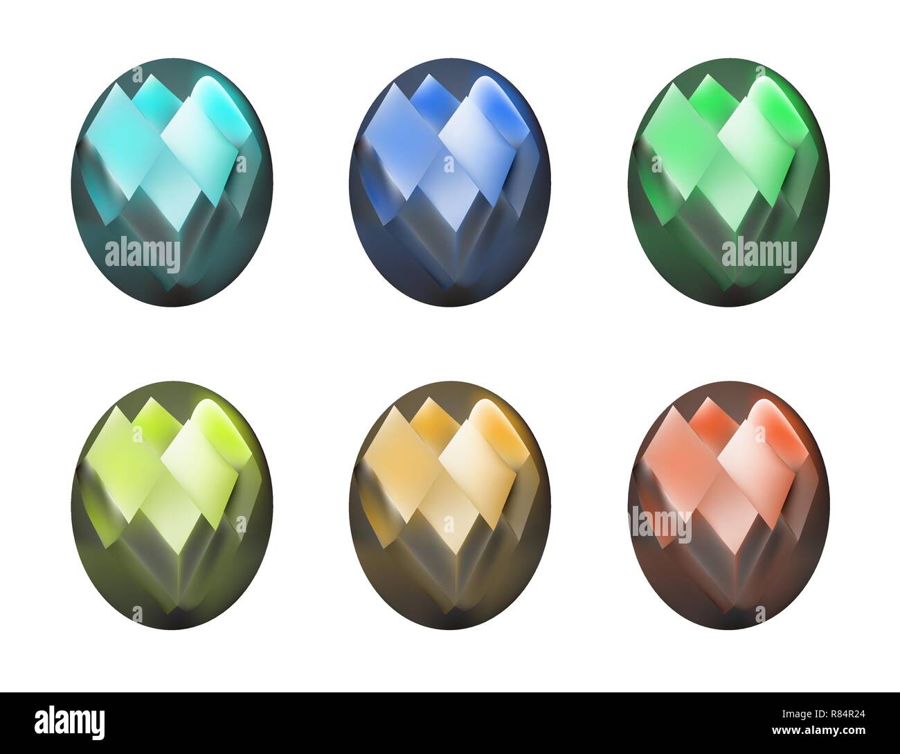 Colorful round gems. Vector illustration. Set of luxury stones Stock ...
