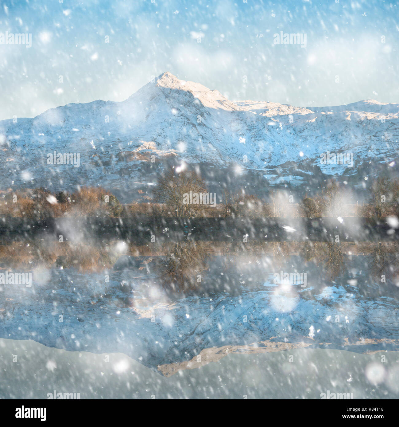Beautiful Winter landscape image of Mount Snowdon and other peaks in ...