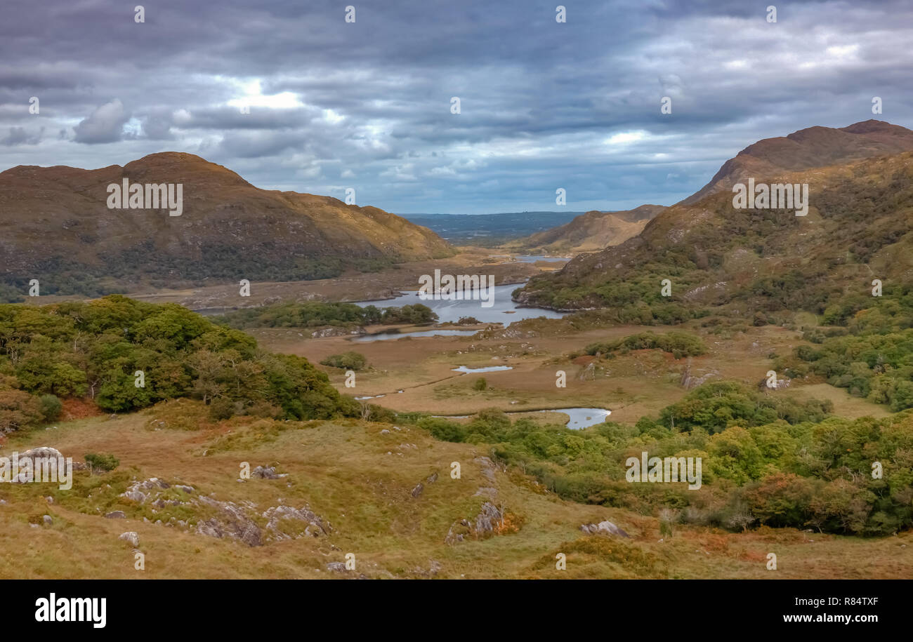 Ladies View, a scenic panorama on the Ring of Kerry, Killarney National ...