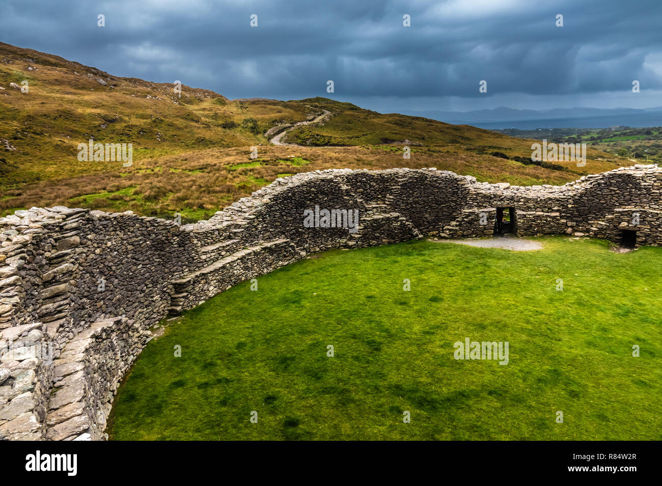 Ruins of the Staigue stone fort, a feat of engineering built during the ...