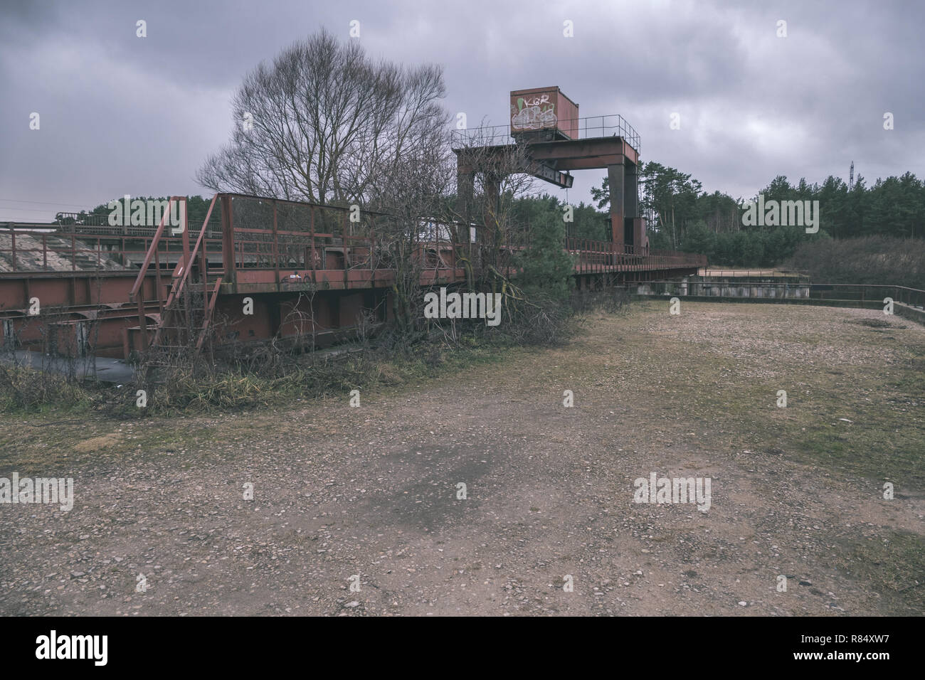 old red metal bridge over water. rusty details and close ups - vintage ...