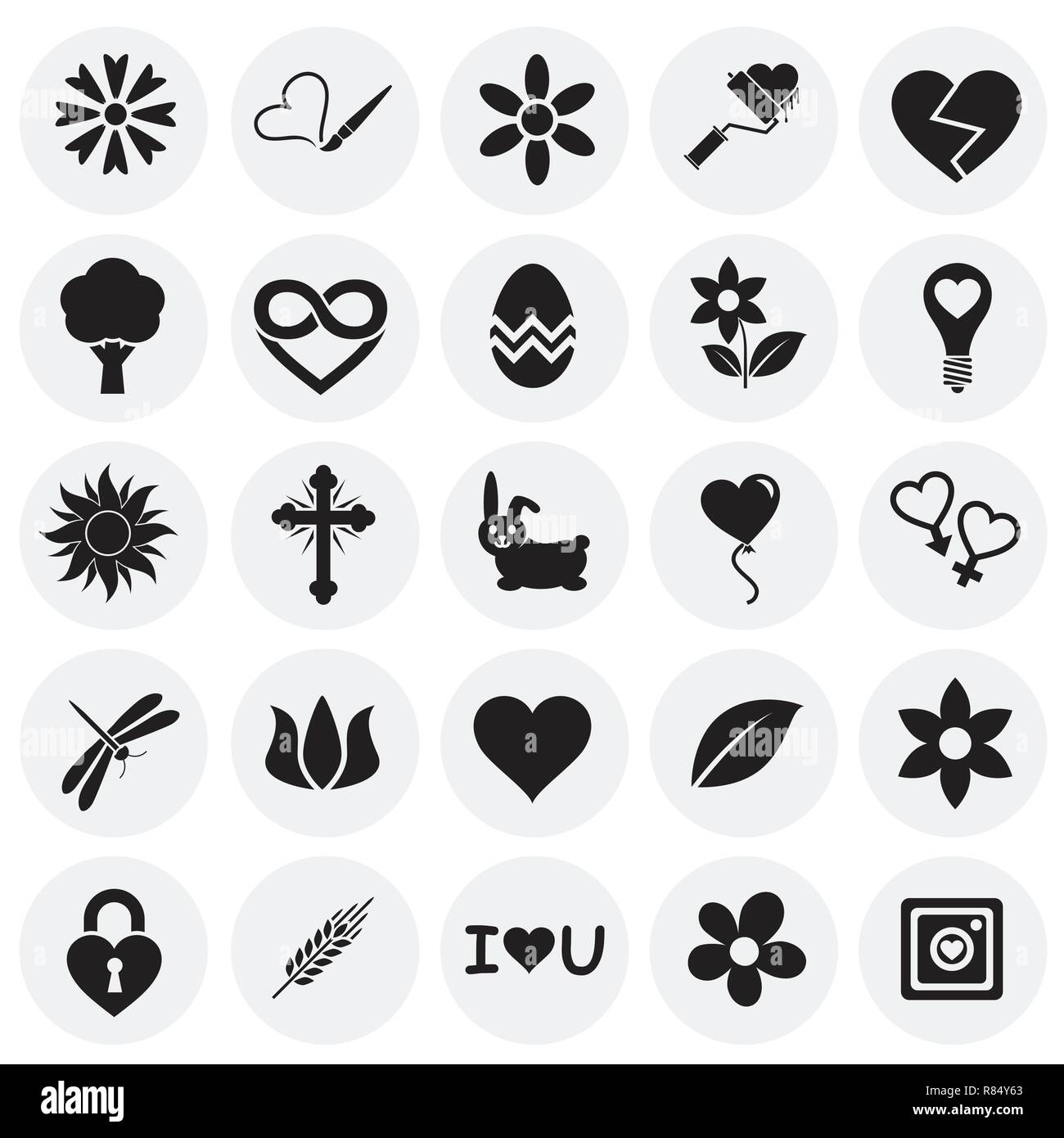 Spring icons set on circles background for graphic and web design ...