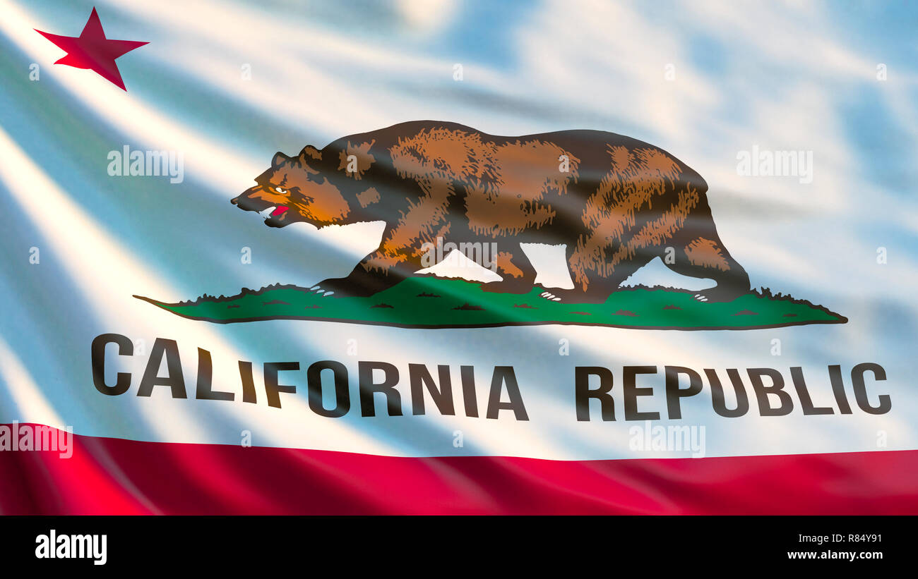 California state flag. Waving flag of California state, United States ...