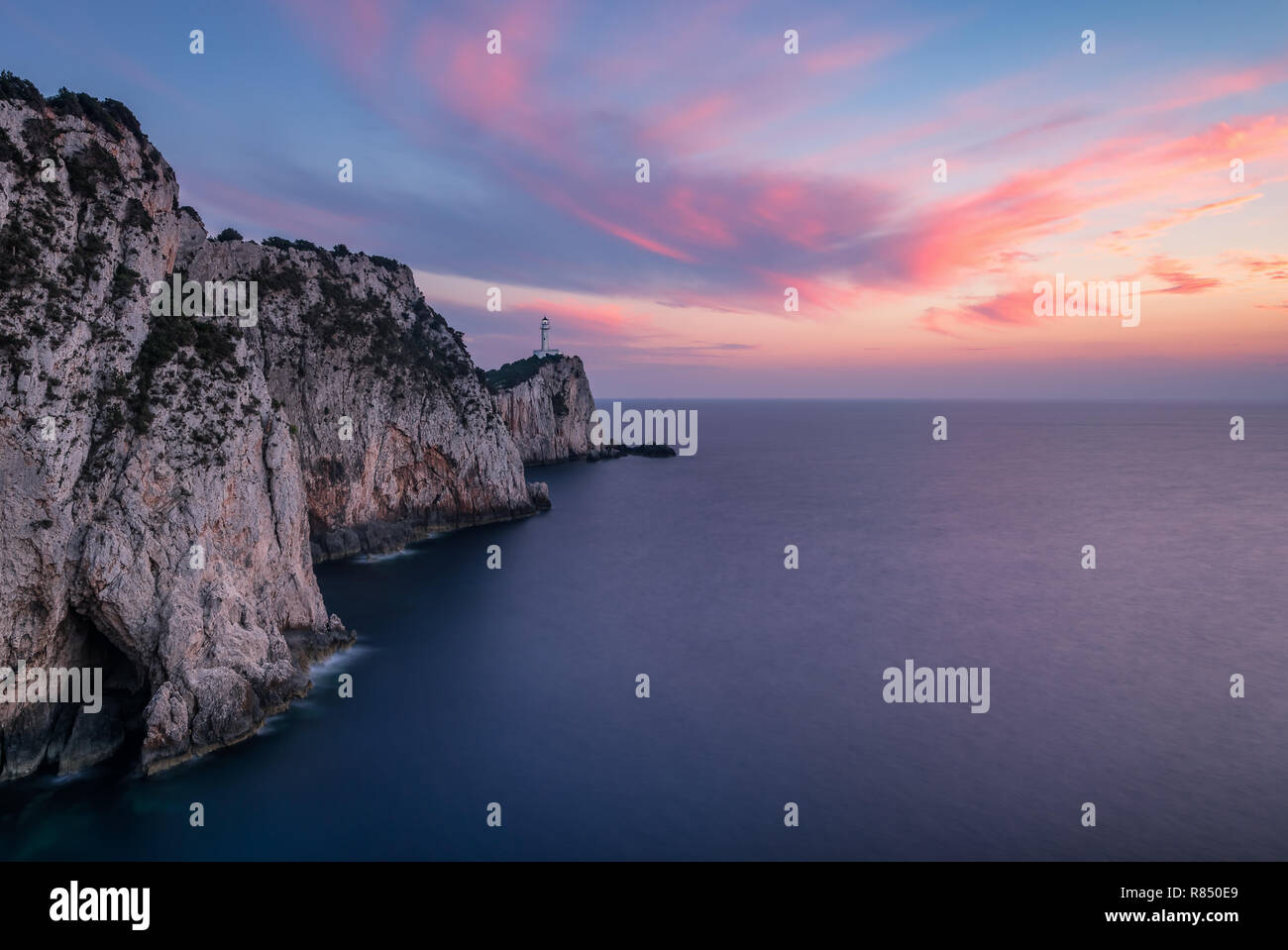 Cape Lefkada and Doukato lighthouse, Greece Stock Photo - Alamy