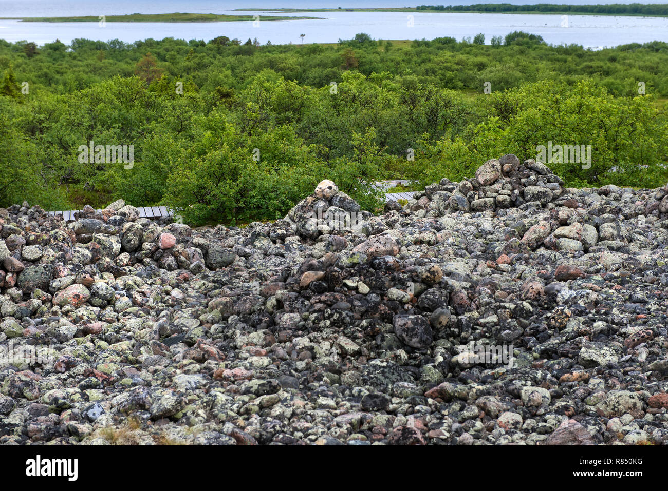 Stone mounds - artificial stone mounds of small boulders on the Bolshoy ...