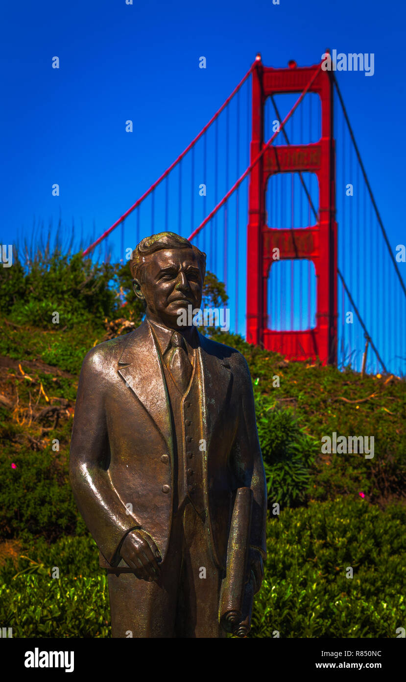 Statue of Joseph Strauss, designer of the Golden Gate Bridge, San ...