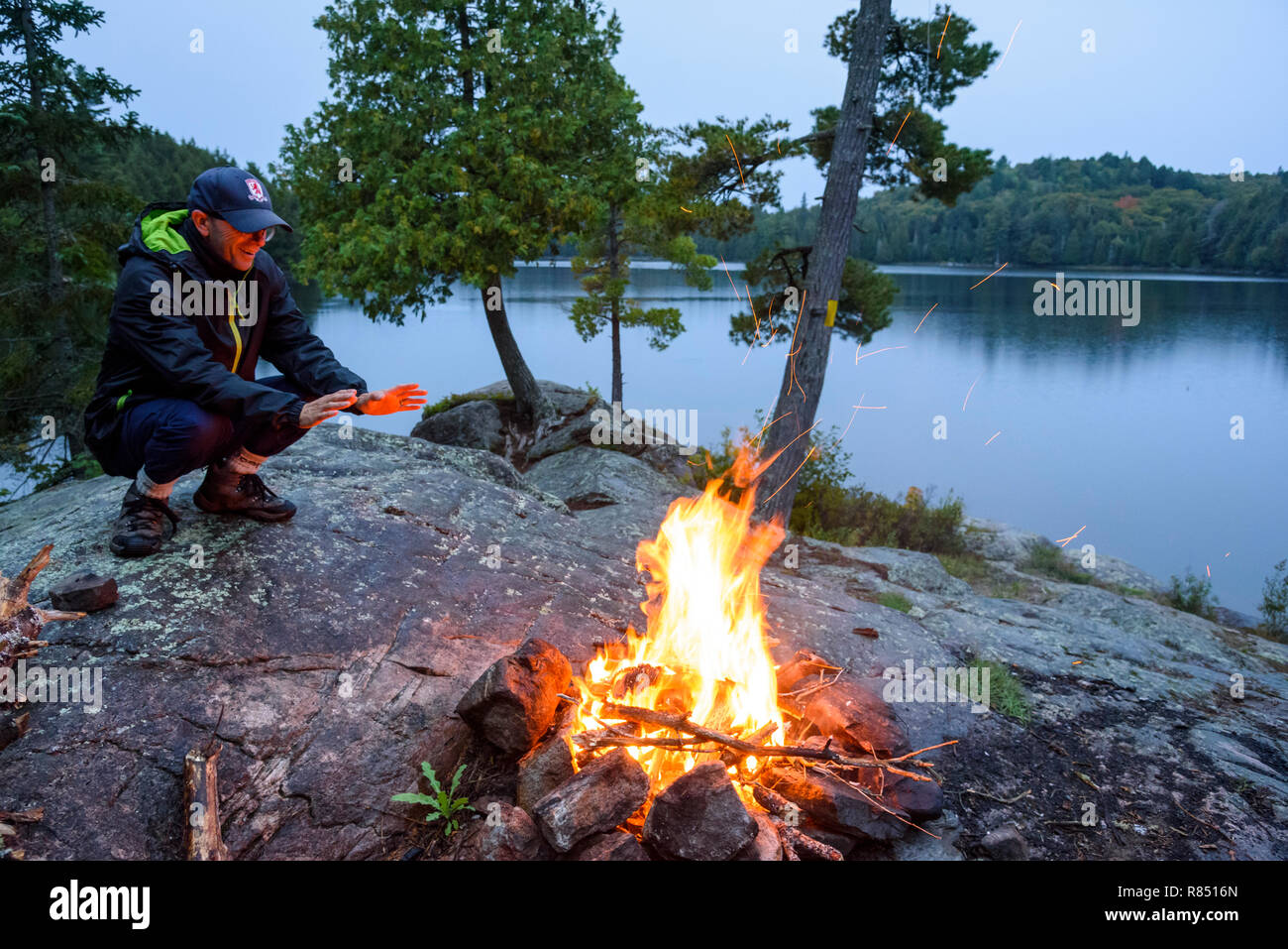 Campfire, Harness Lake, Highland Backpacking Trail, Algonquin ...
