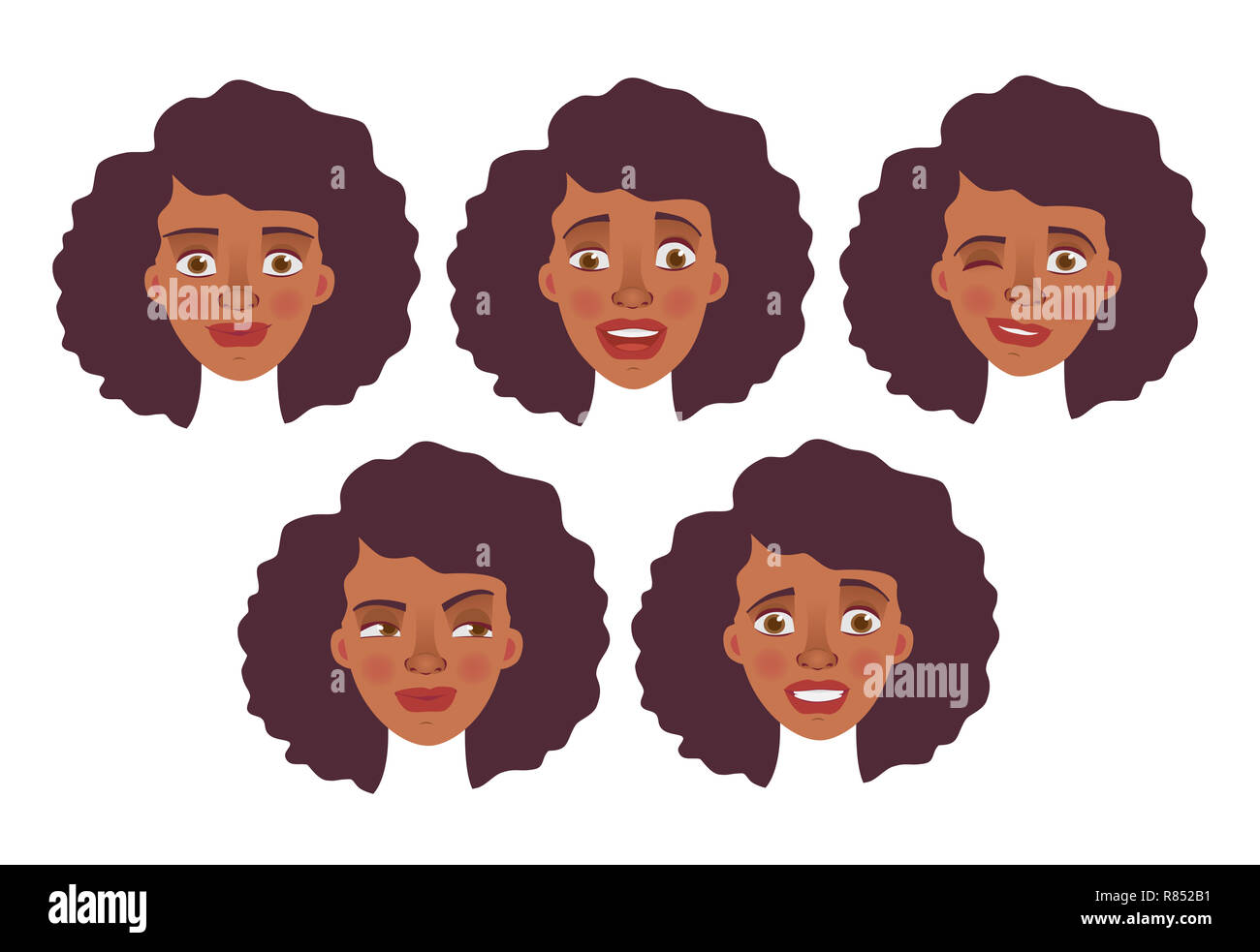 Face of African woman. Emotions of african american woman face ...