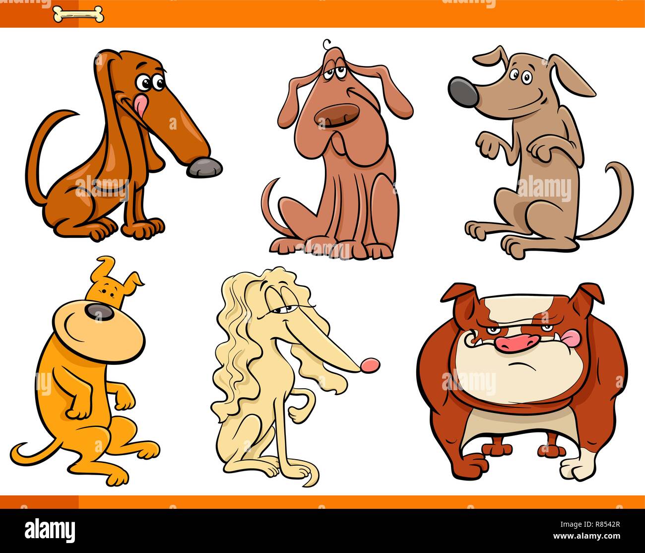 Cartoon Illustration of Comic Dogs Pet Animal Characters Set Stock ...
