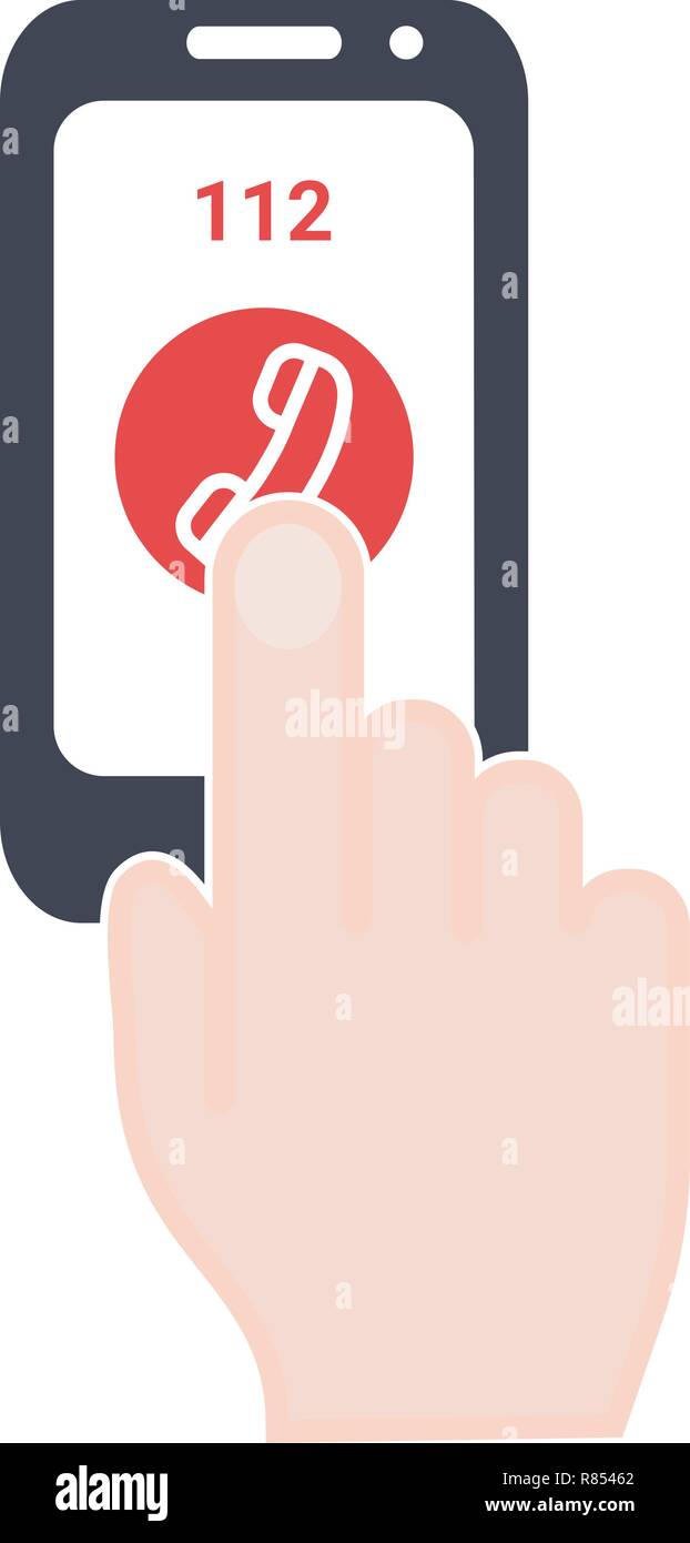 Emergency Concept Emergency Call On The Screen Of Phone. Isolated On A ...