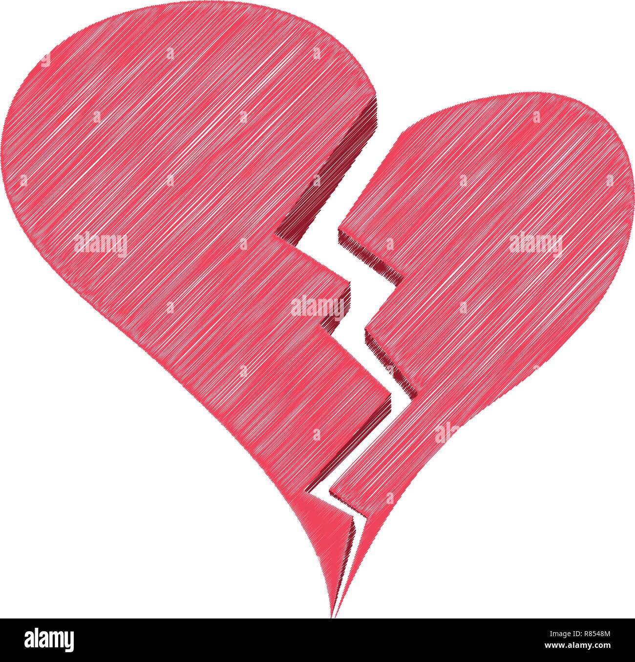 Red Heartbreak Or Broken Heart Or Divorce Isolated On A White ...