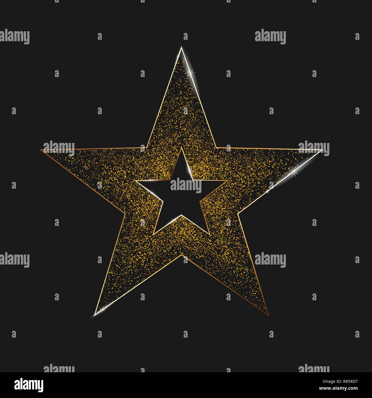 Realistic Metallic Golden Star. Star Burst With Sparkles Isolated On A ...