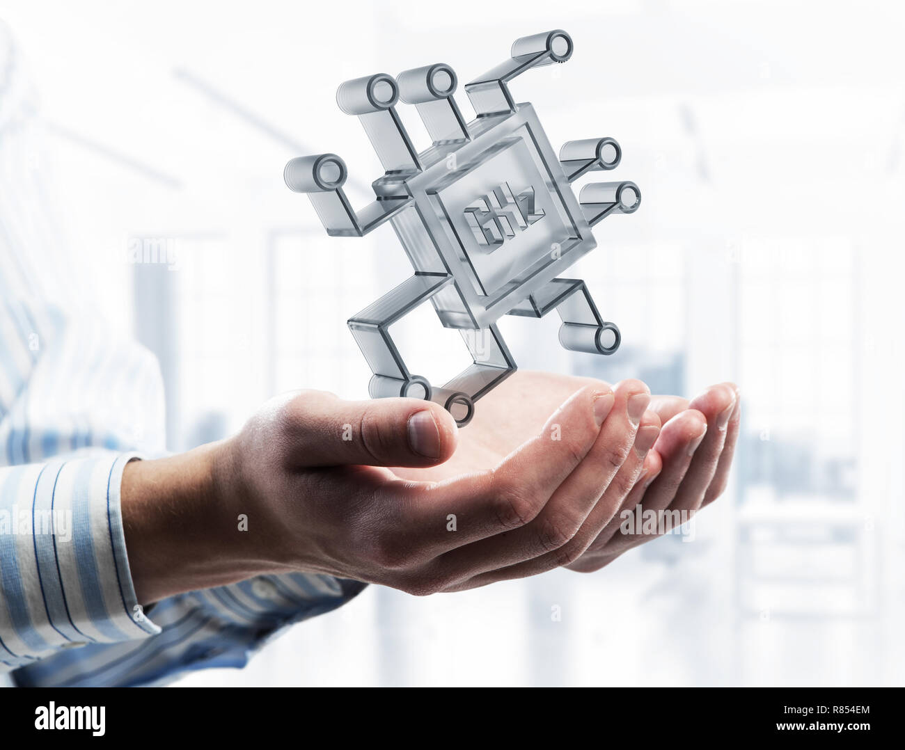 Computing and innovation concept with chip icon. Mixed media Stock ...