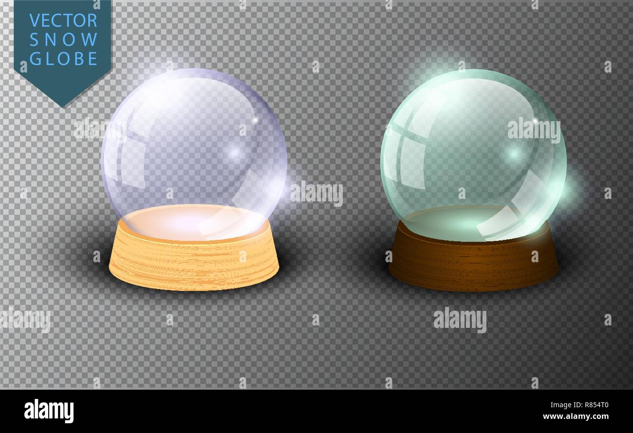 Vector snow globe empty template isolated on transparent background ...