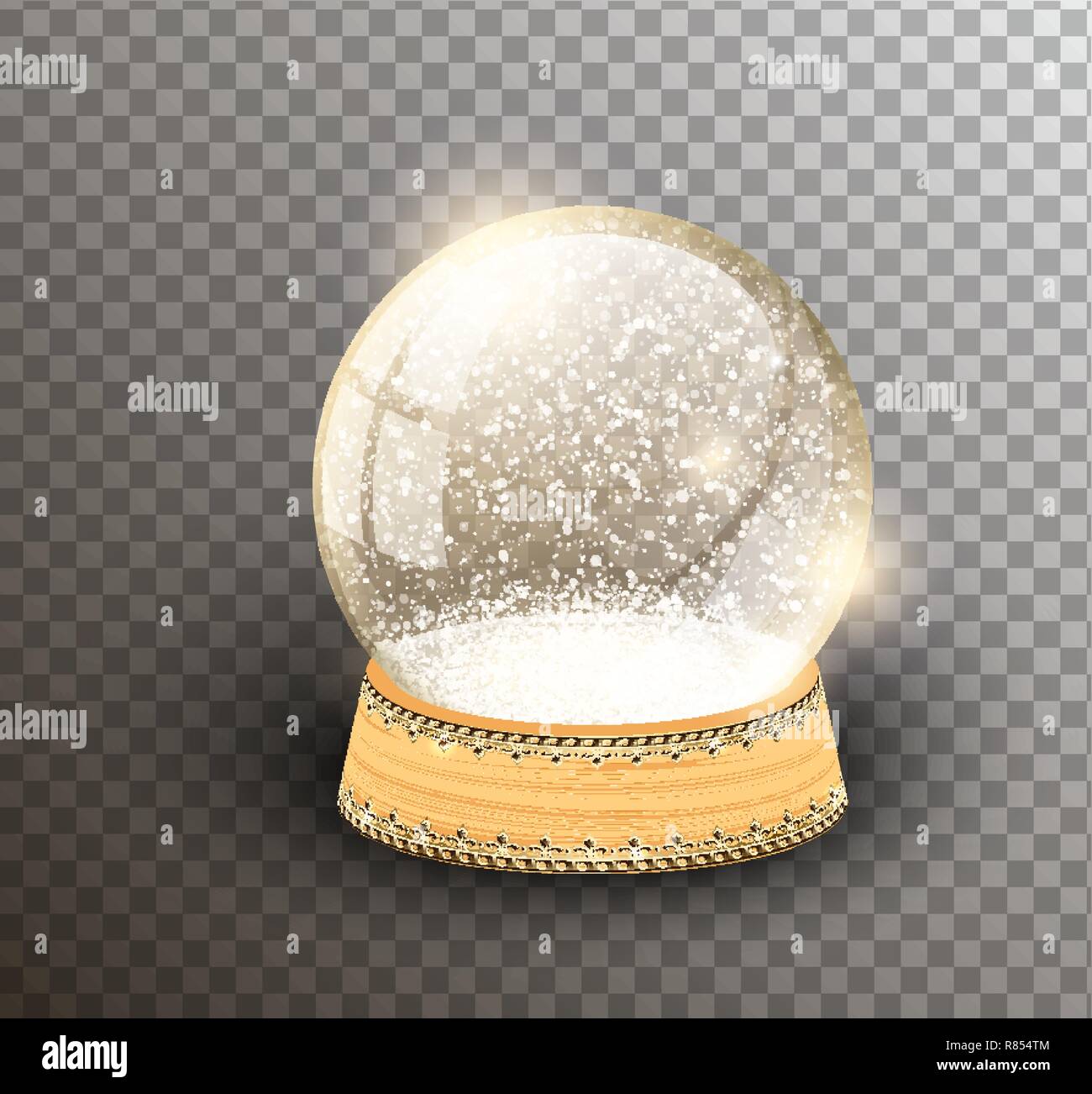 Vector snow globe empty template isolated on transparent background ...