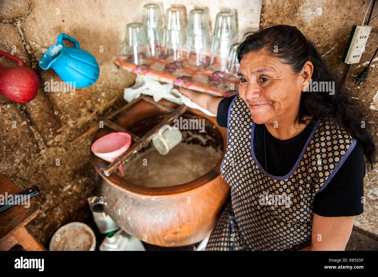 Women are preparing chicha in Chicheria is the place in home , in ...