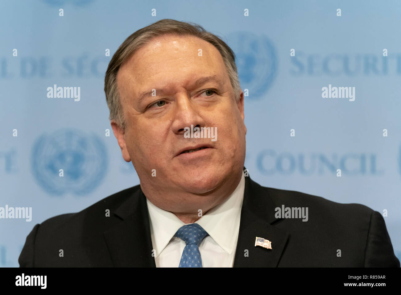 US Secretary of State Michael Mike Pompeo addresses press after ...