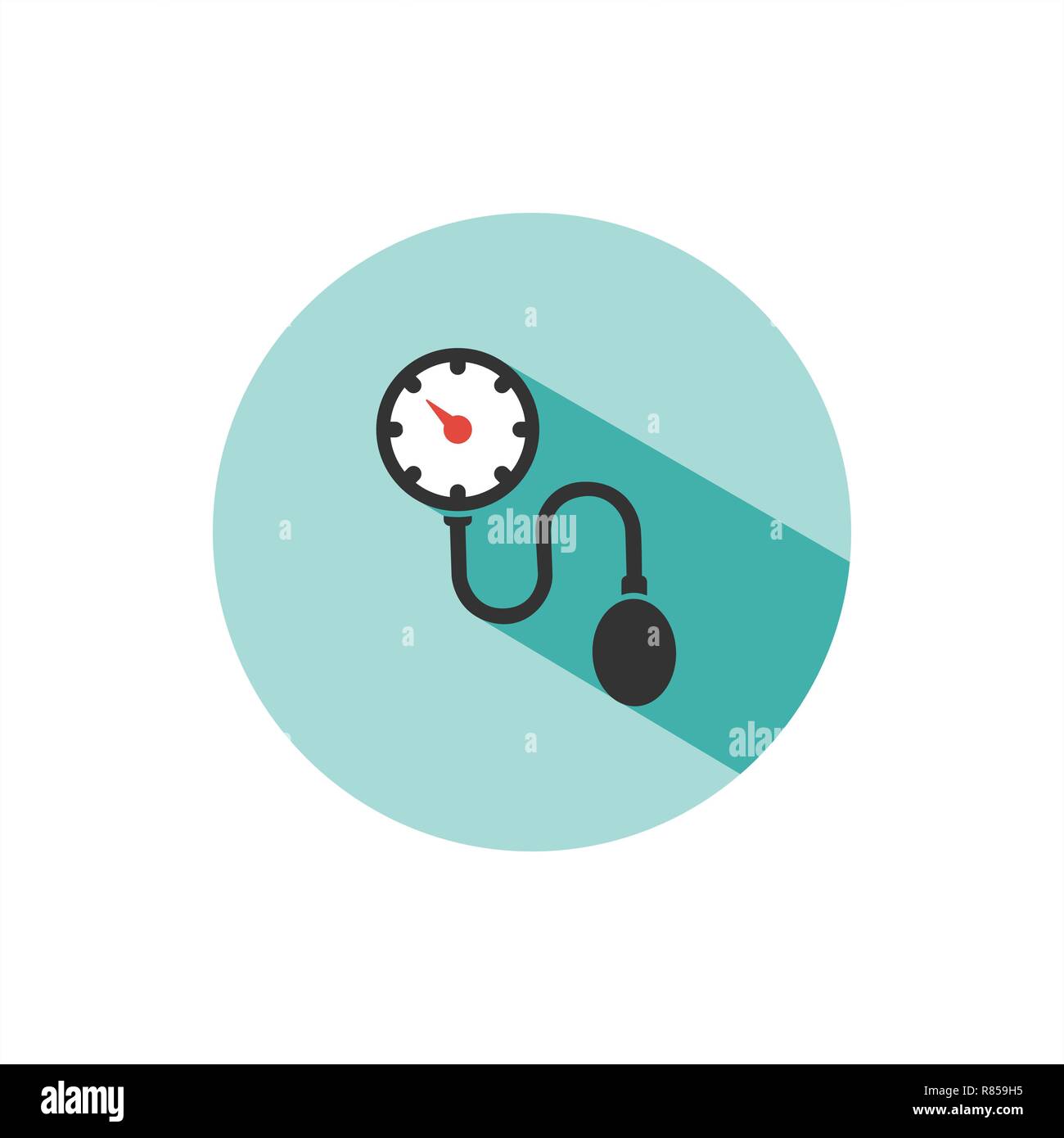 Medical tonometer icon on a circle with shade. Blood pressure check ...