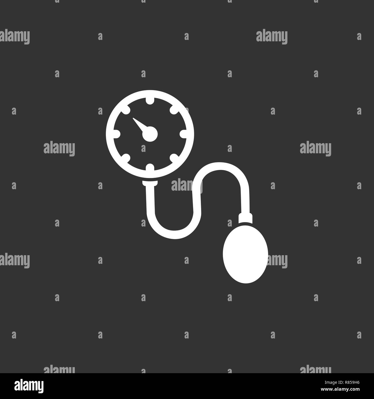Medical tonometer icon on a dark background. Blood pressure check ...