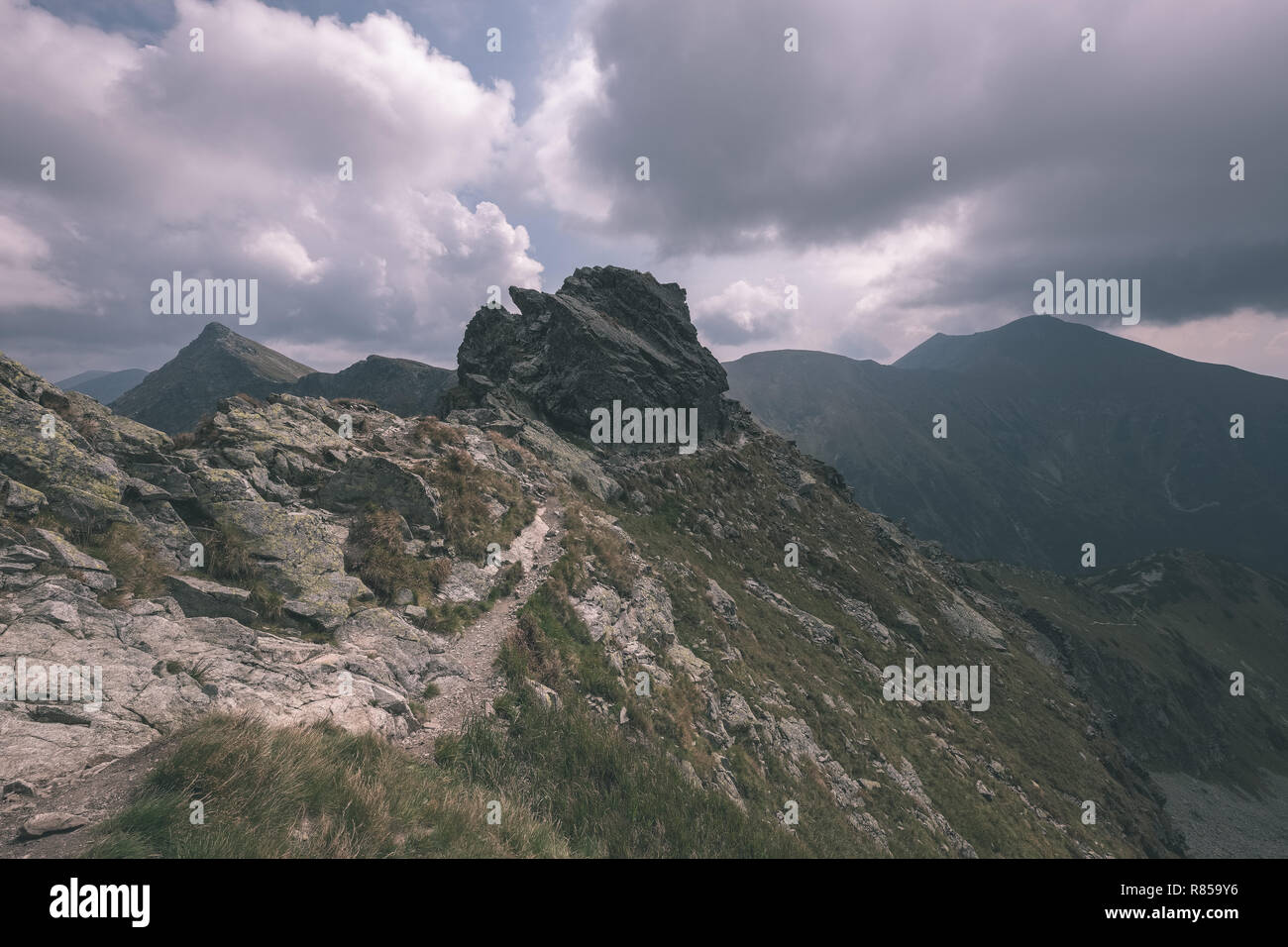mountain panorama from top of Banikov peak in Slovakian Tatra mountains ...