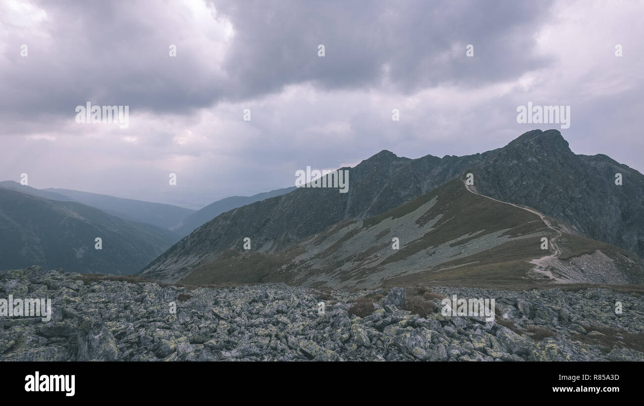 mountain panorama from top of Banikov peak in Slovakian Tatra mountains ...