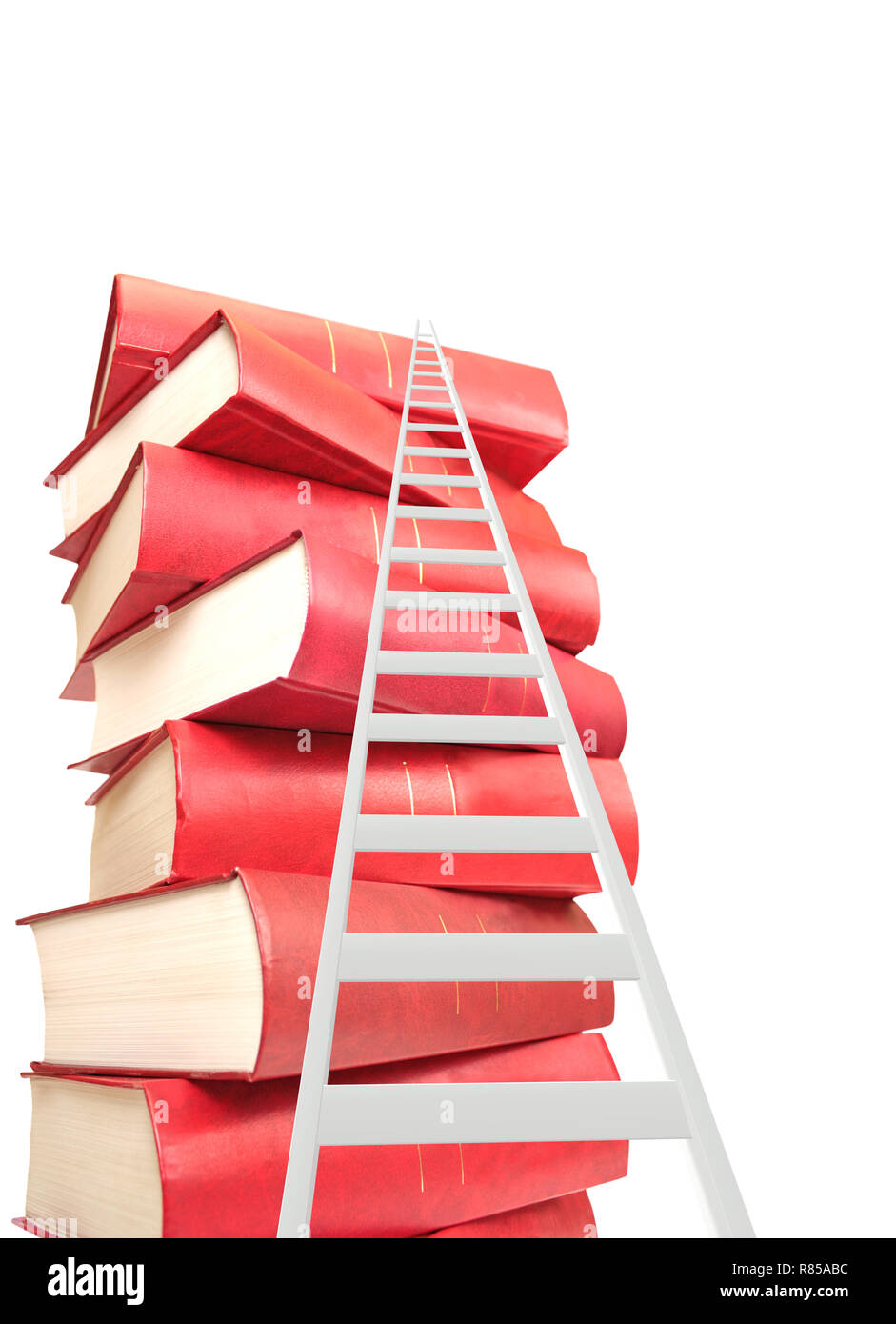 Ladder and books. Isolated over white Stock Photo - Alamy