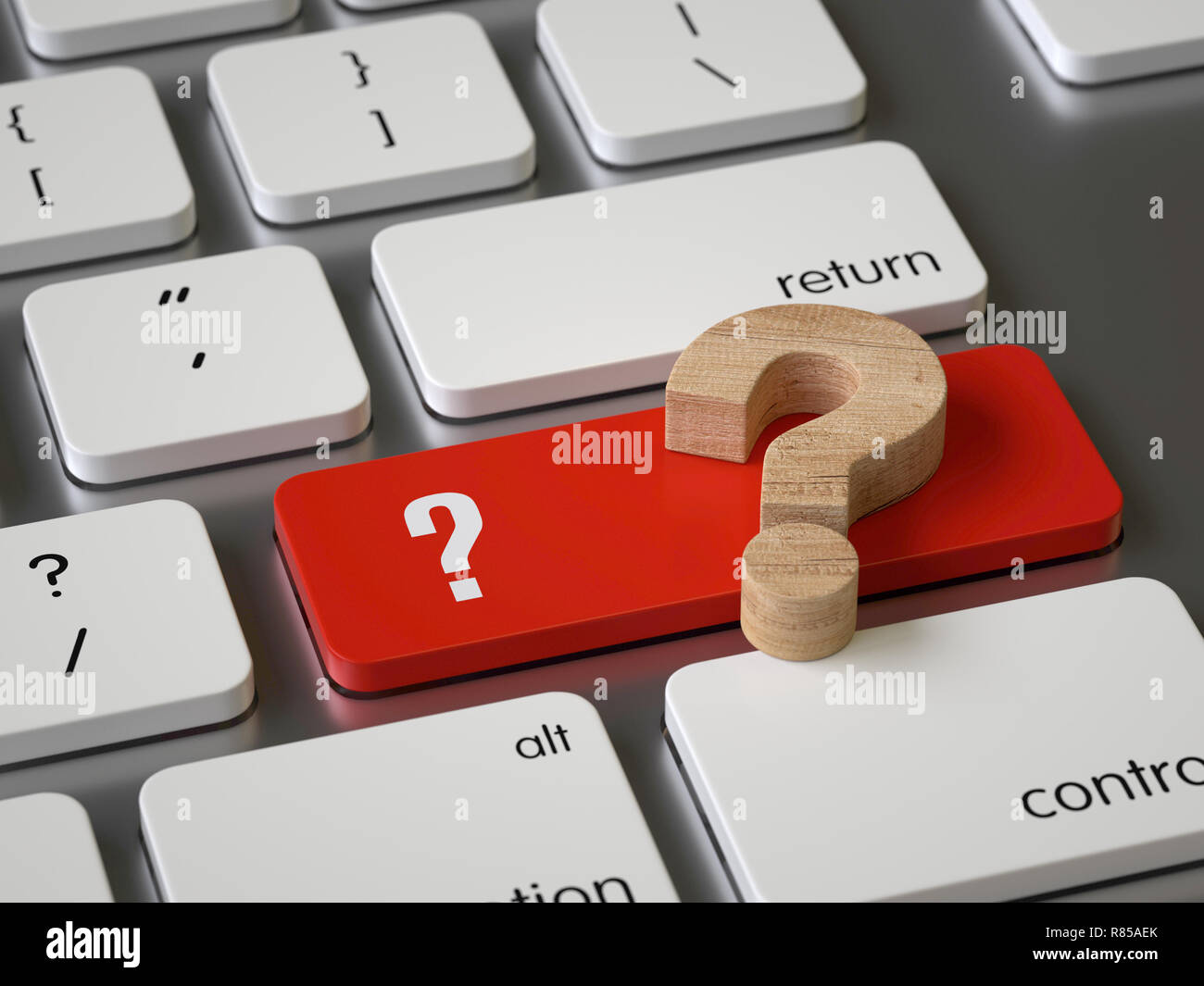 Question mark on the keyboard, 3d rendering,conceptual image Stock ...