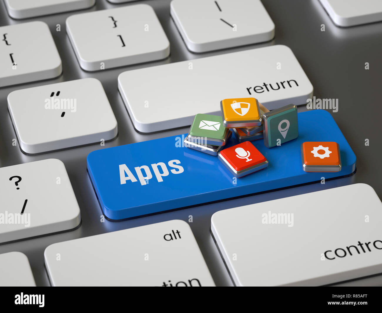 Apps key on the keyboard, 3d rendering,conceptual image Stock Photo - Alamy