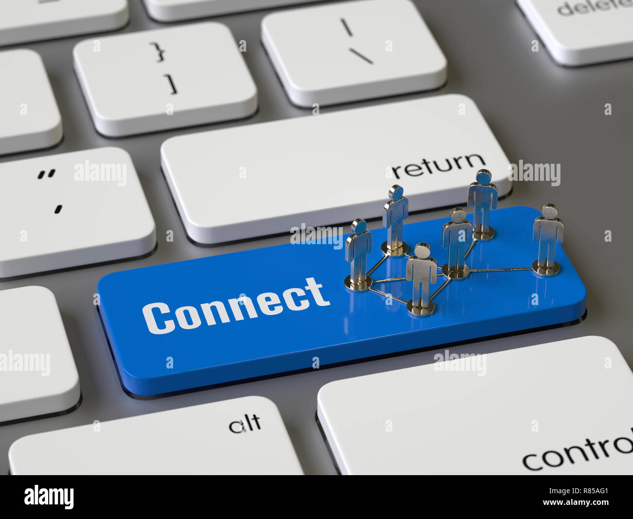 Connect key on the keyboard, 3d rendering,conceptual image Stock Photo ...