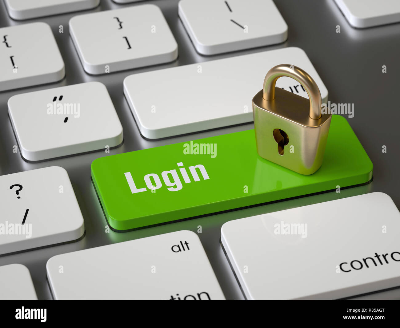 Login key on the keyboard, 3d rendering,conceptual image Stock Photo ...