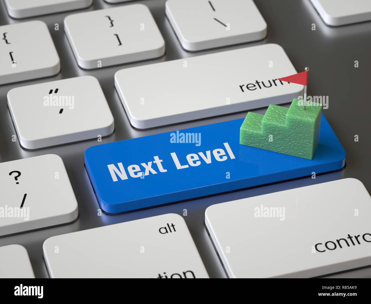 Next Level key on the keyboard, 3d rendering,conceptual image Stock ...