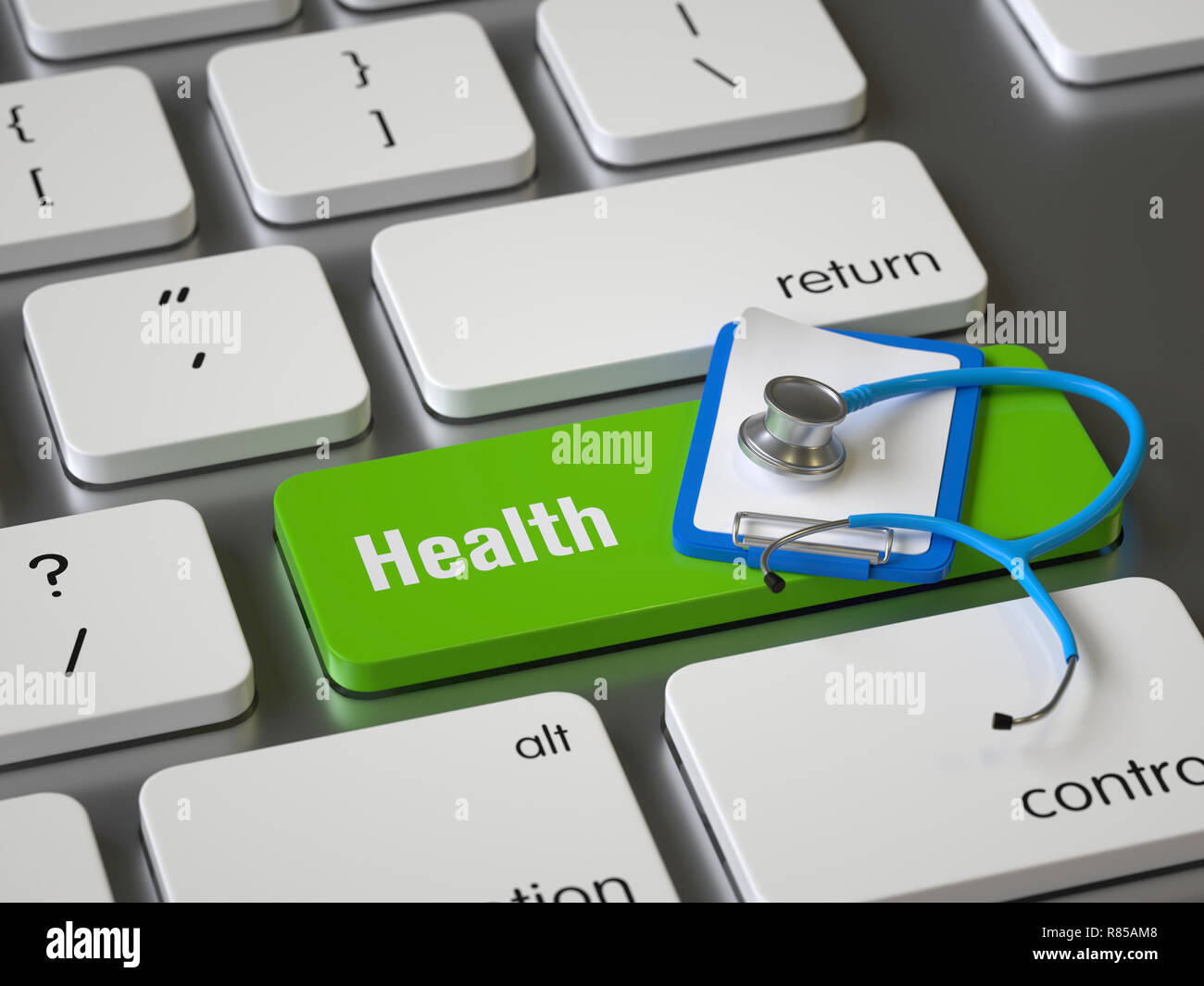 Health key on the keyboard, 3d rendering,conceptual image Stock Photo ...