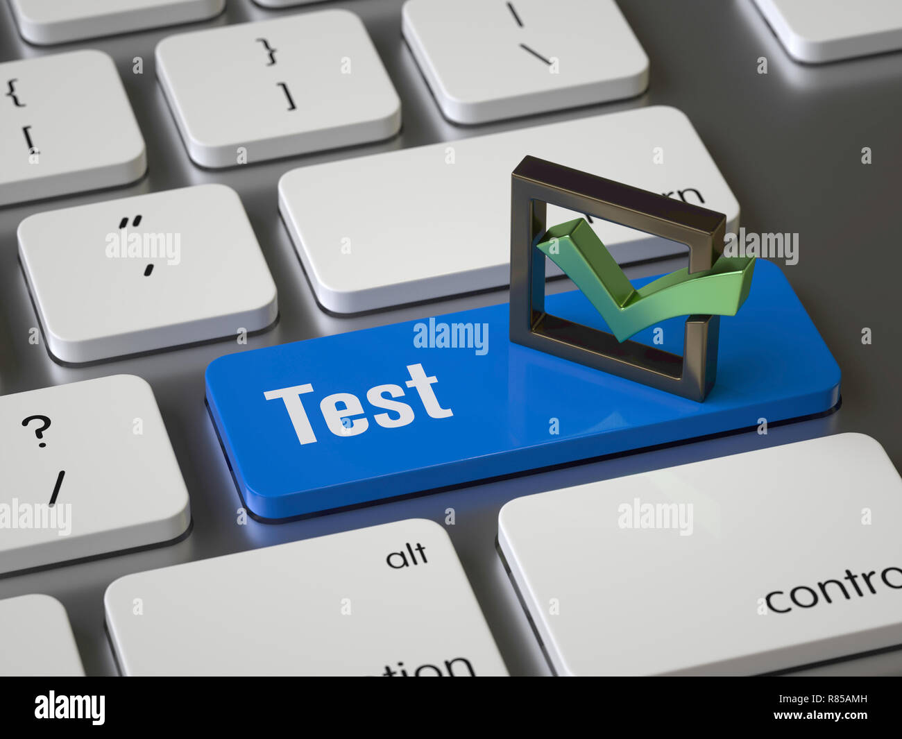 Test key on the keyboard, 3d rendering,conceptual image Stock Photo - Alamy