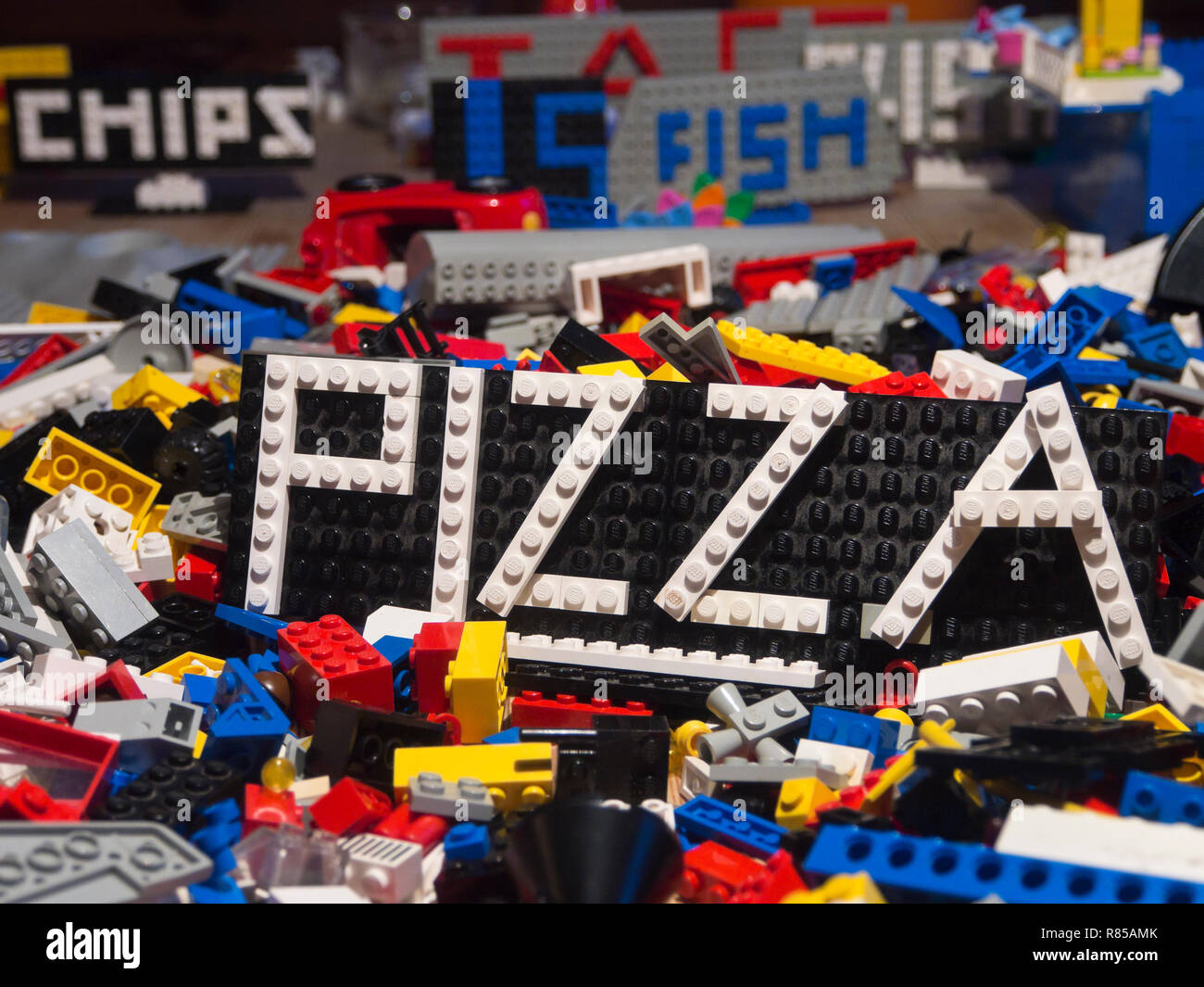 Children´s favorite foods created in Lego bricks for display on the ...