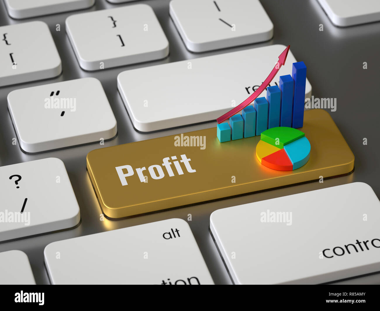 Profit key on the keyboard, 3d rendering,conceptual image Stock Photo ...