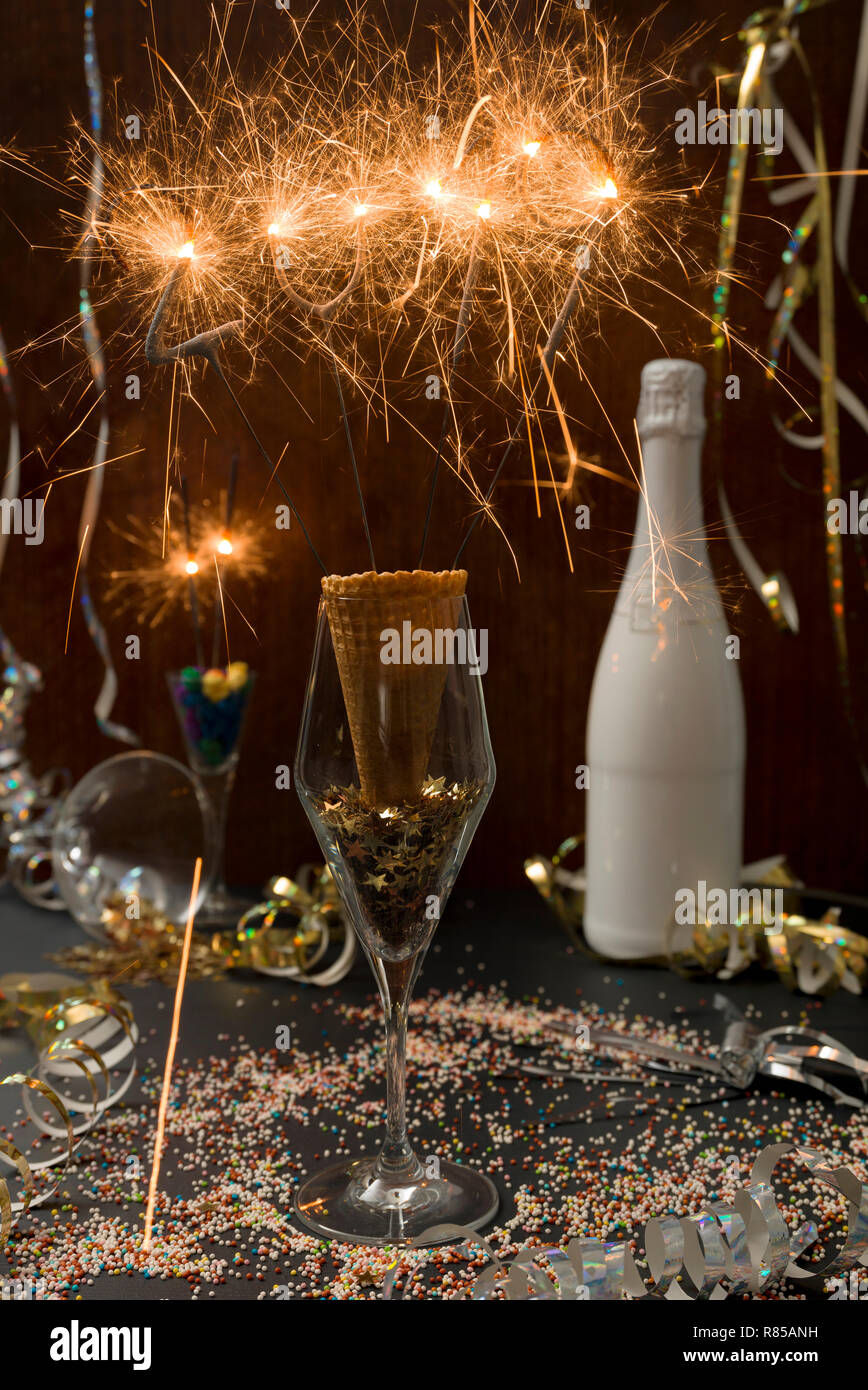 new year background with star splatter and sparkler and different new ...