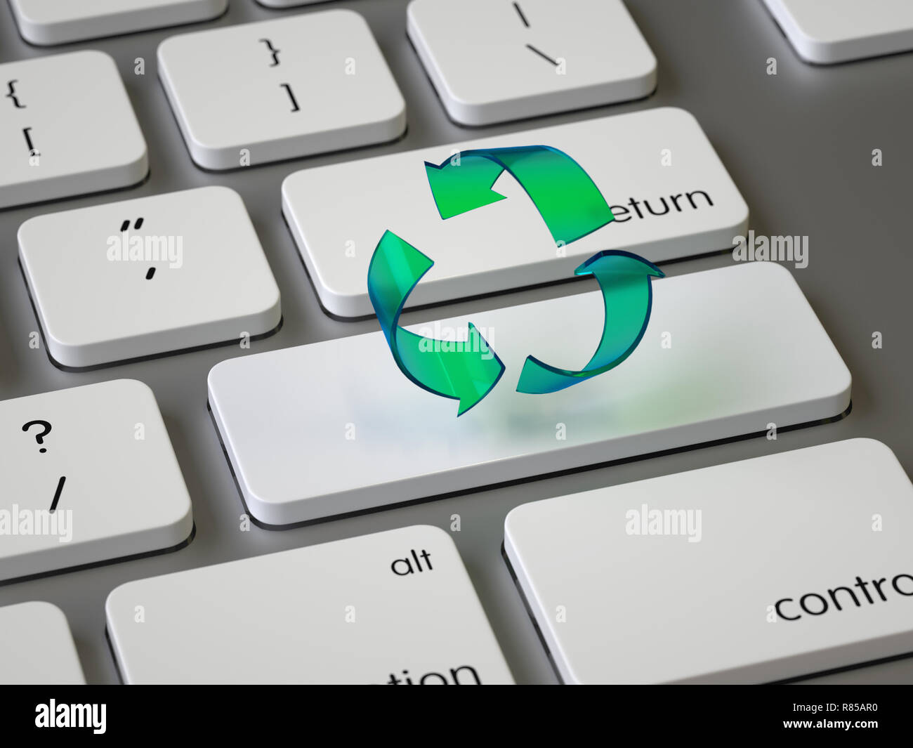 Recycle sign on the keyboard, 3d rendering,conceptual image Stock Photo ...