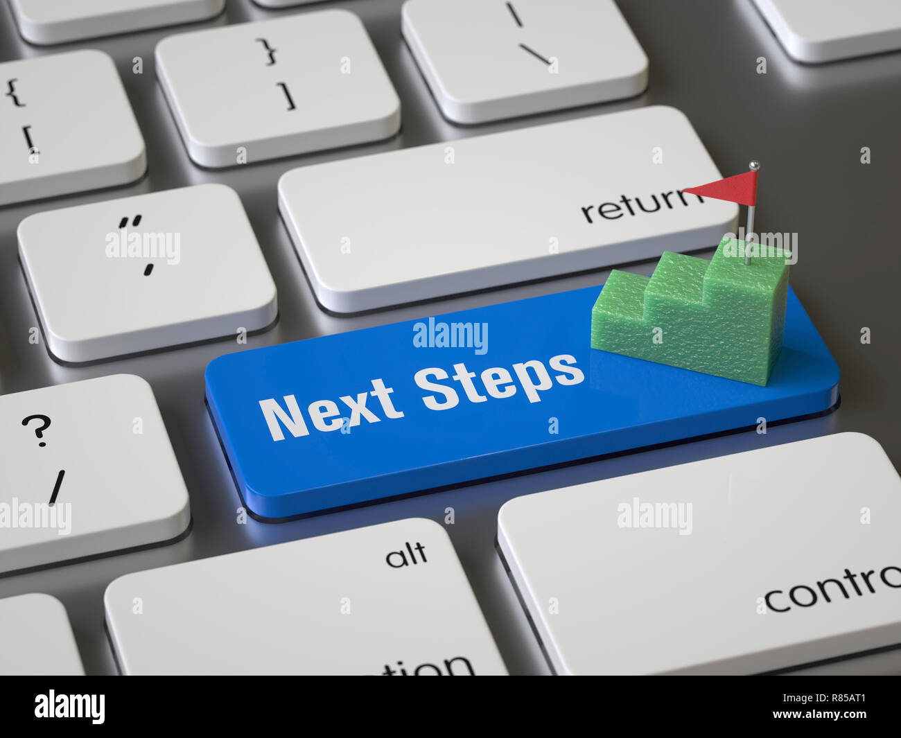 Next steps key on the keyboard, 3d rendering,conceptual image Stock ...