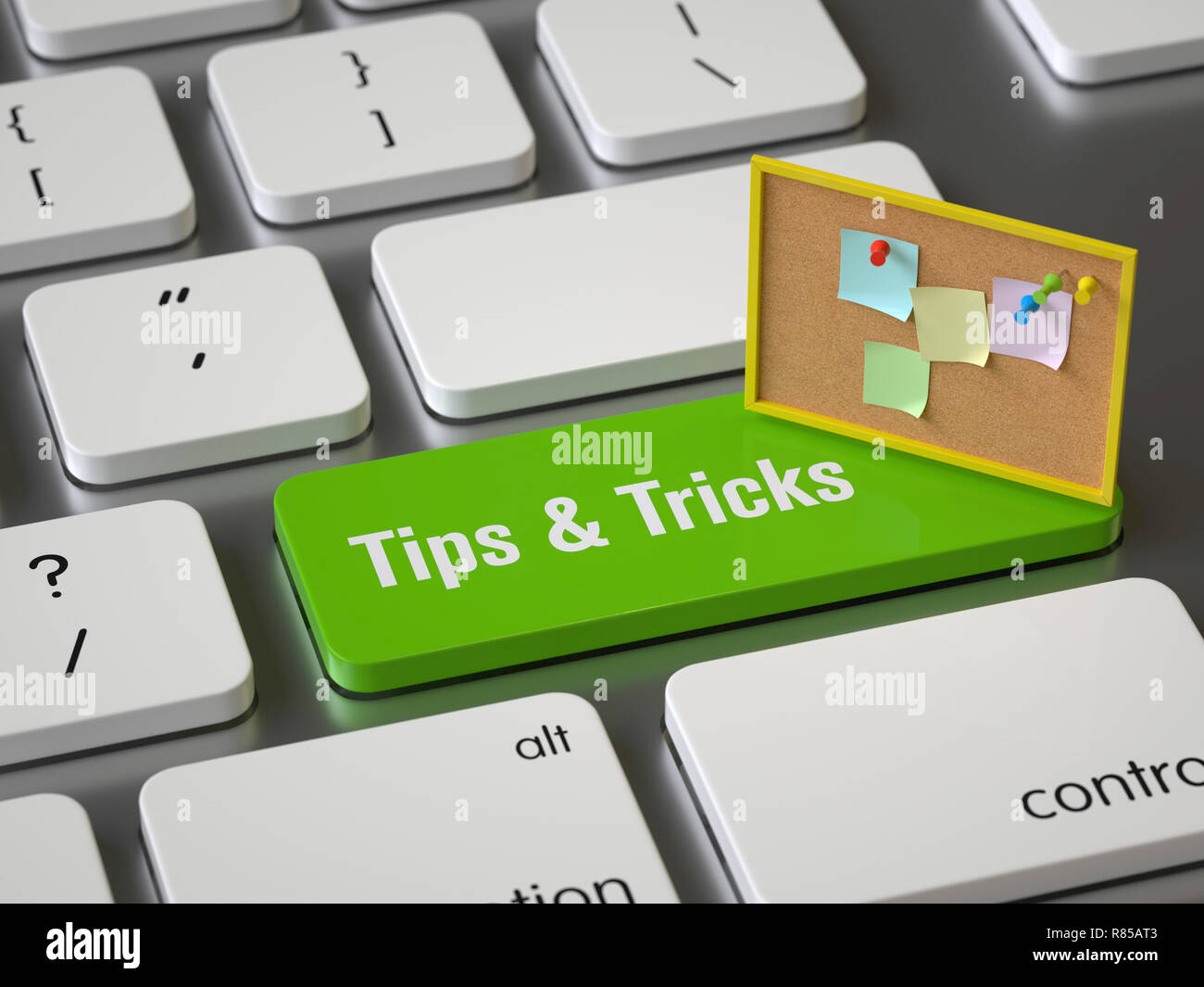 Tips & Tricks key on the keyboard, 3d rendering,conceptual image Stock ...