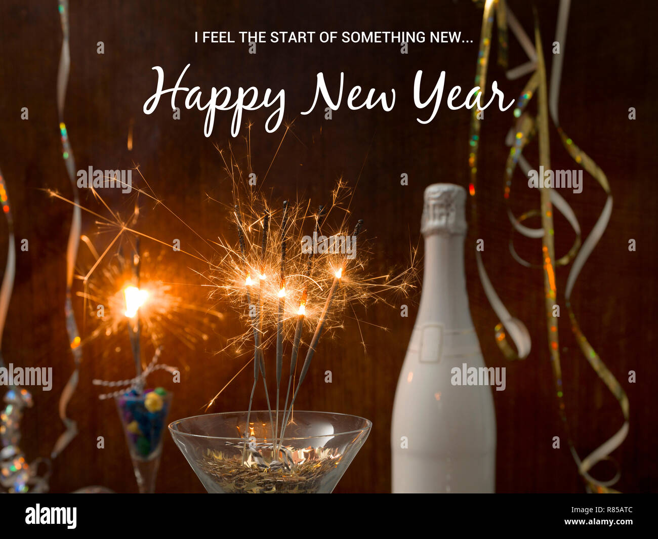 new year background with star splatter and sparkler and different new ...